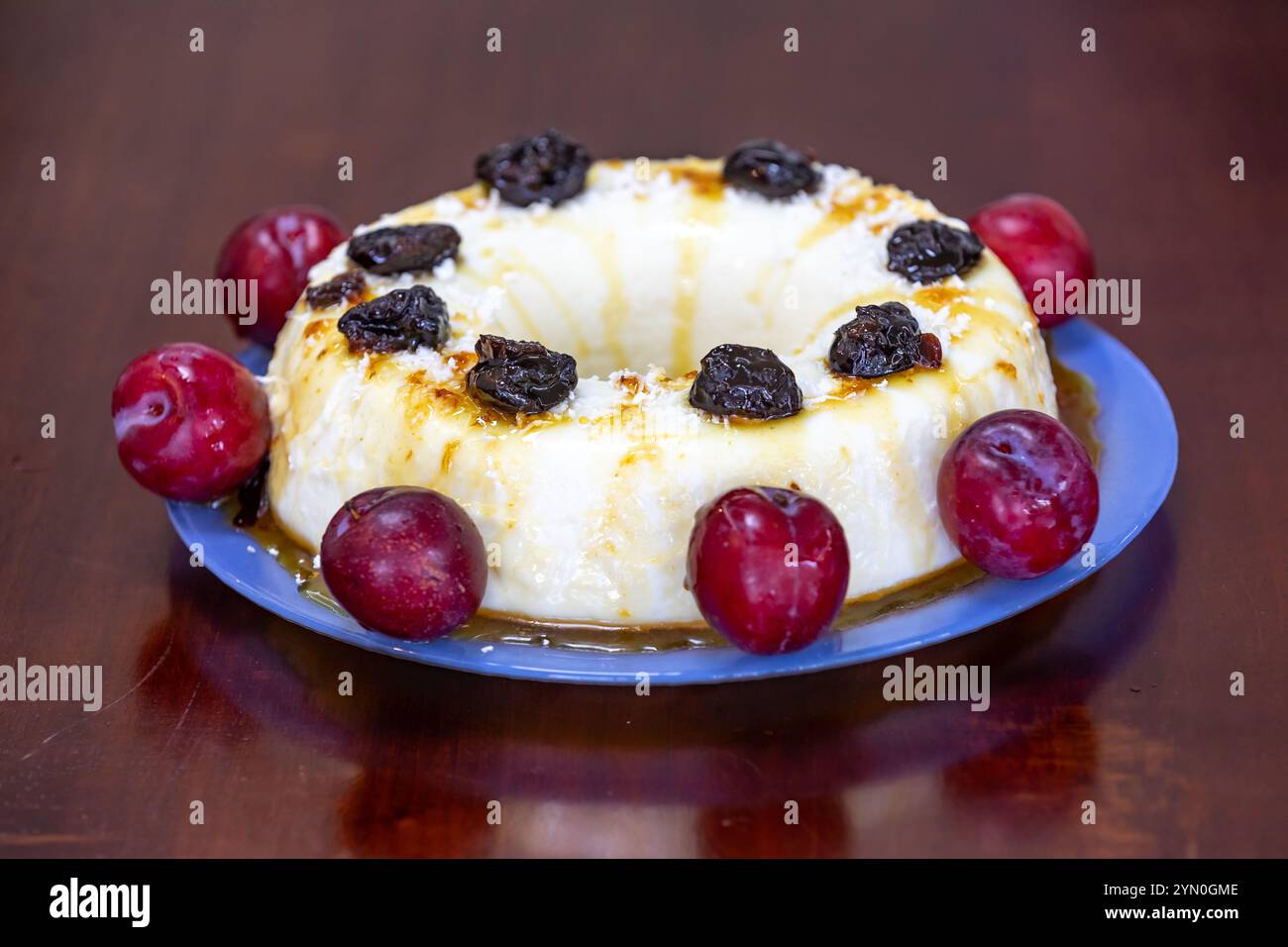 Traditional Brazilian coconut flan dessert known as manjar branco, manjar de coco and manjar dos ...