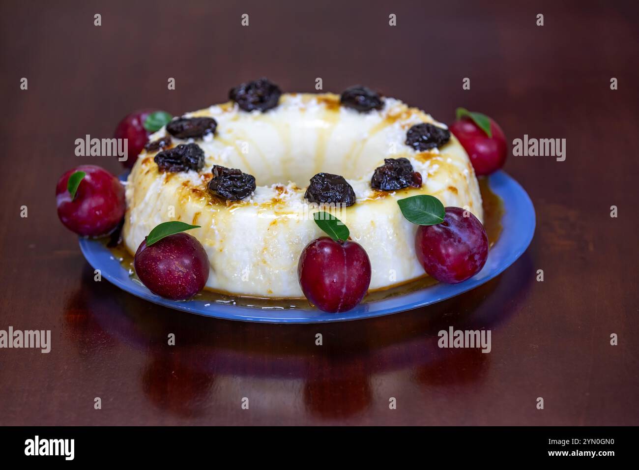 Traditional Brazilian coconut flan dessert known as manjar branco, manjar de coco and manjar dos ...
