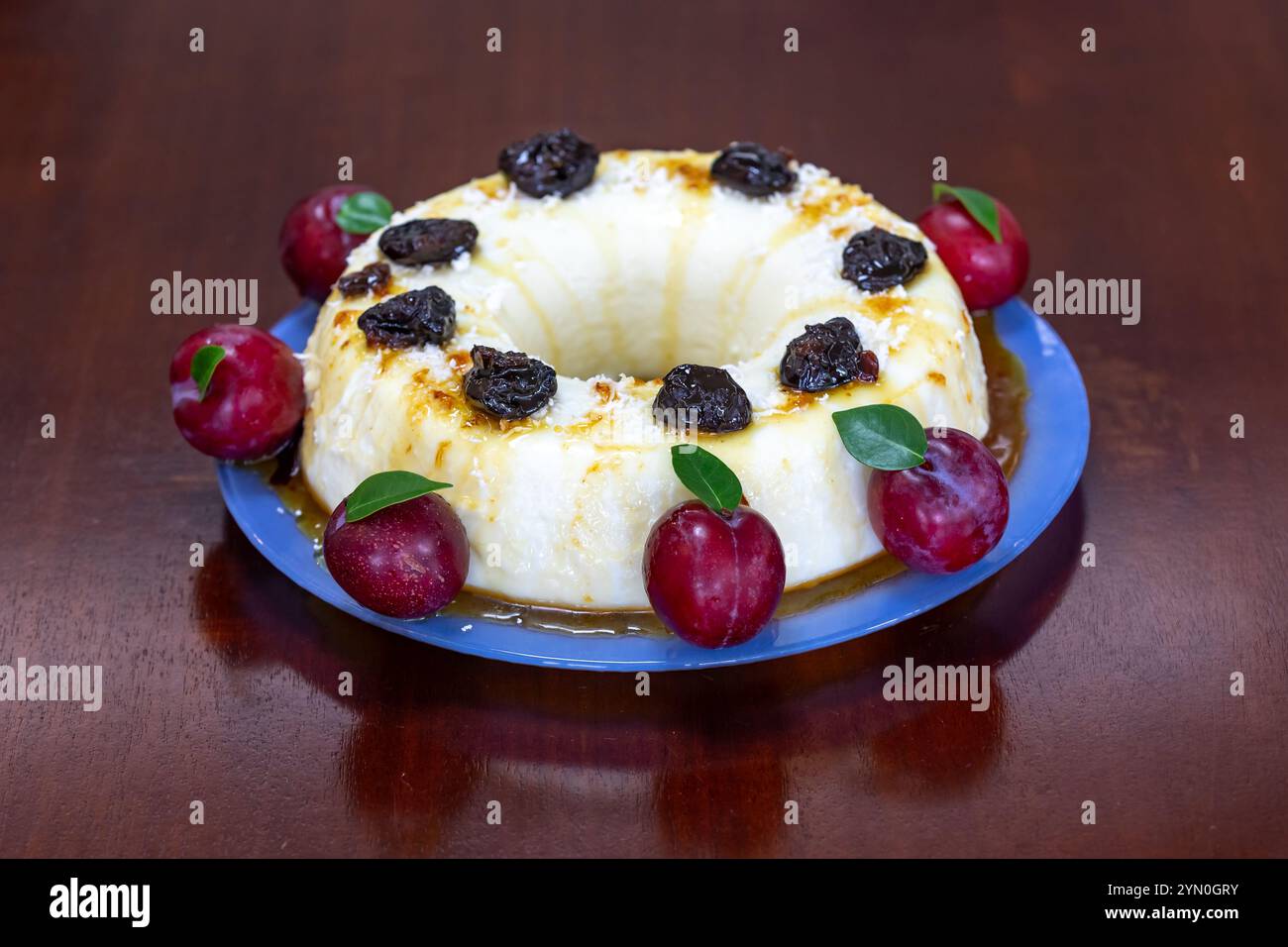 Traditional Brazilian coconut flan dessert known as manjar branco ...