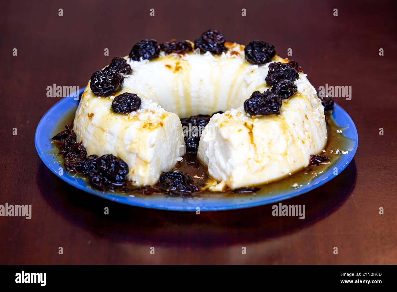 Traditional Brazilian coconut flan dessert known as manjar branco ...