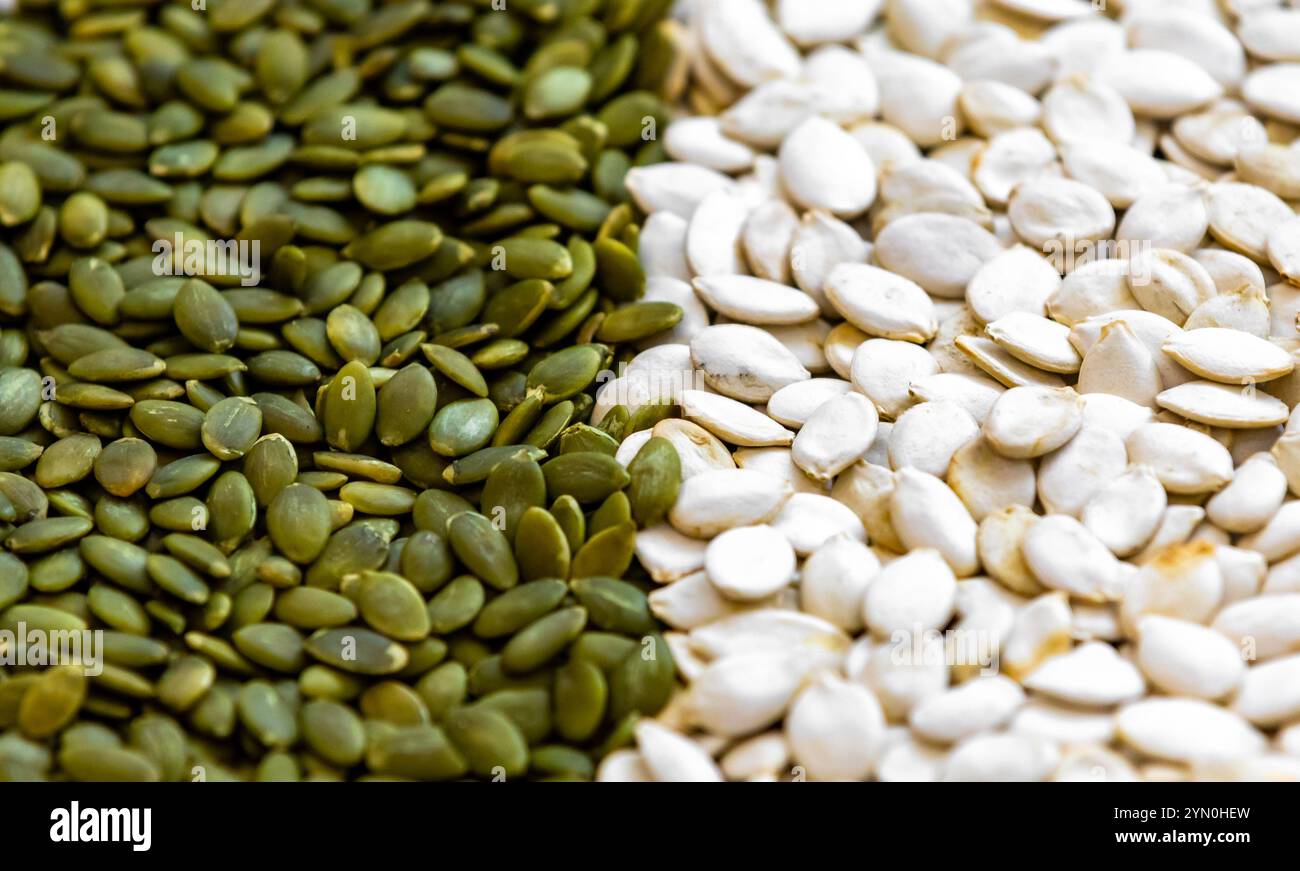 Pumpkin seeds in various versions, seed oil rich in nutrients for ...