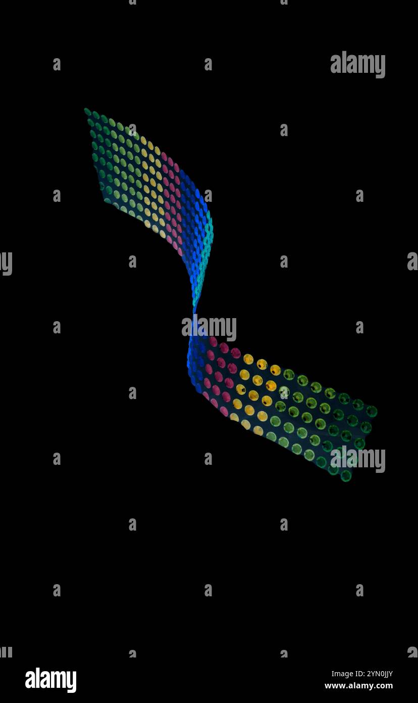 Rhinestone band of glowing neon colors waves in diagonal line with ...