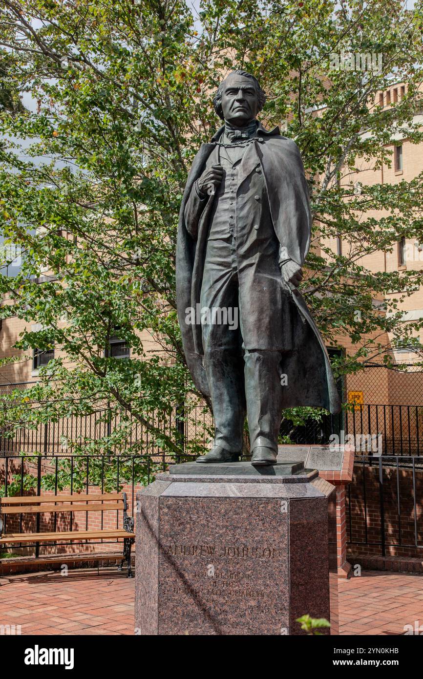 Statue of Andrew Johnson at the National Historic Site in Greeneville ...