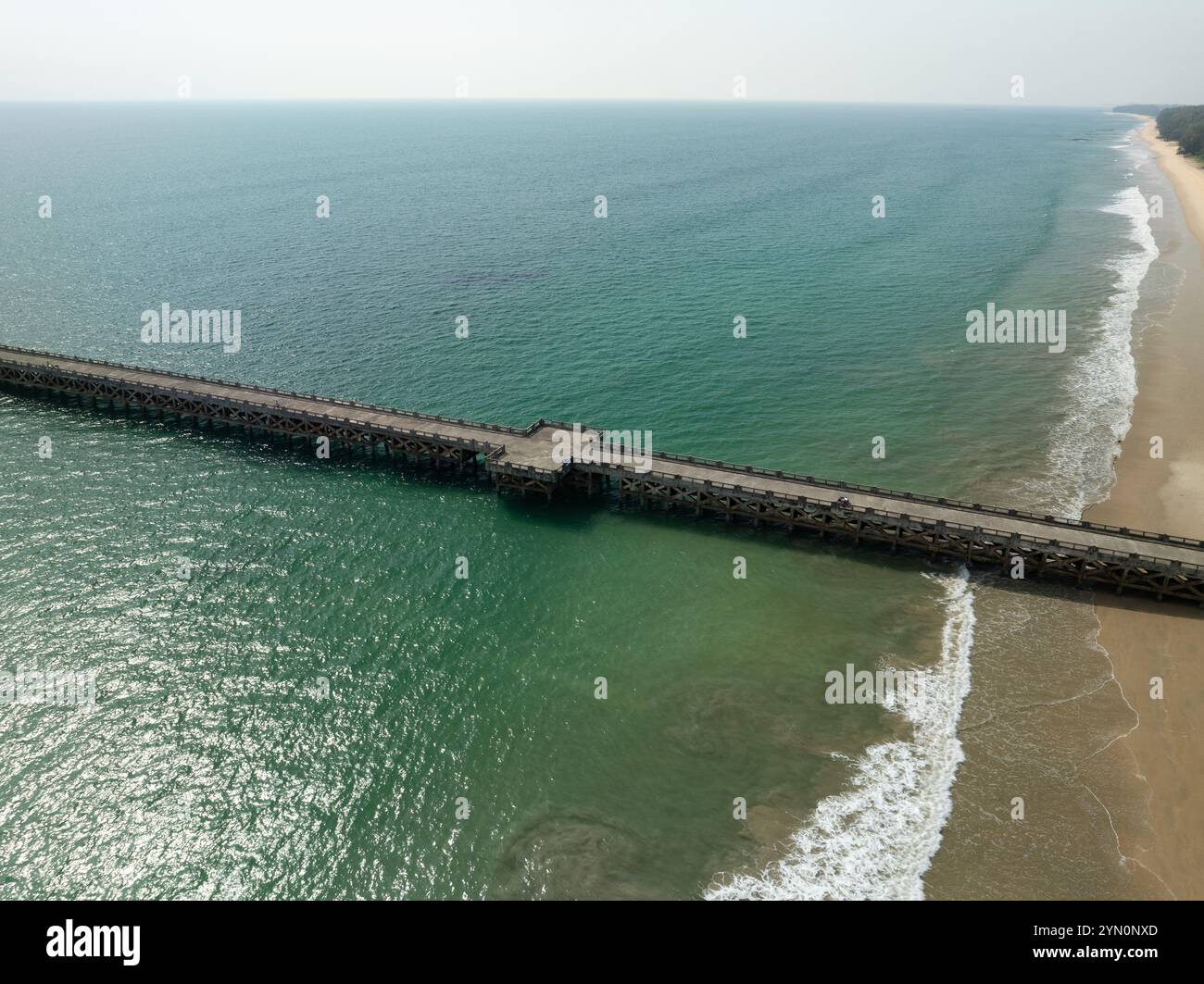 Aerial view of Tropical sea with small bridge in to the sea Stock Photo ...
