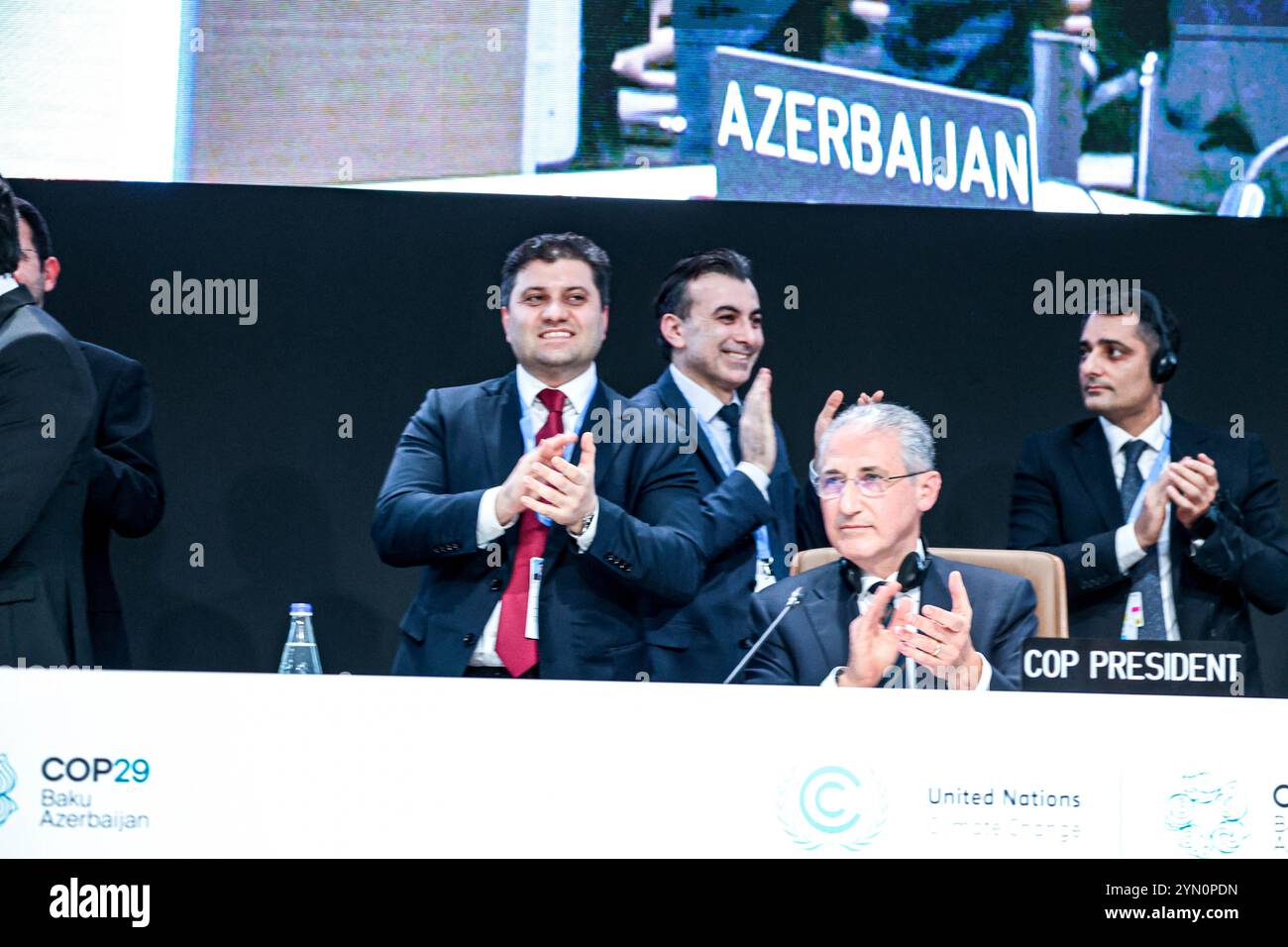 November 23, 2024, Baku, Azerbaijan, Azerbaijan: COP29 President MUKHTAR BABAYEV claps after a ...