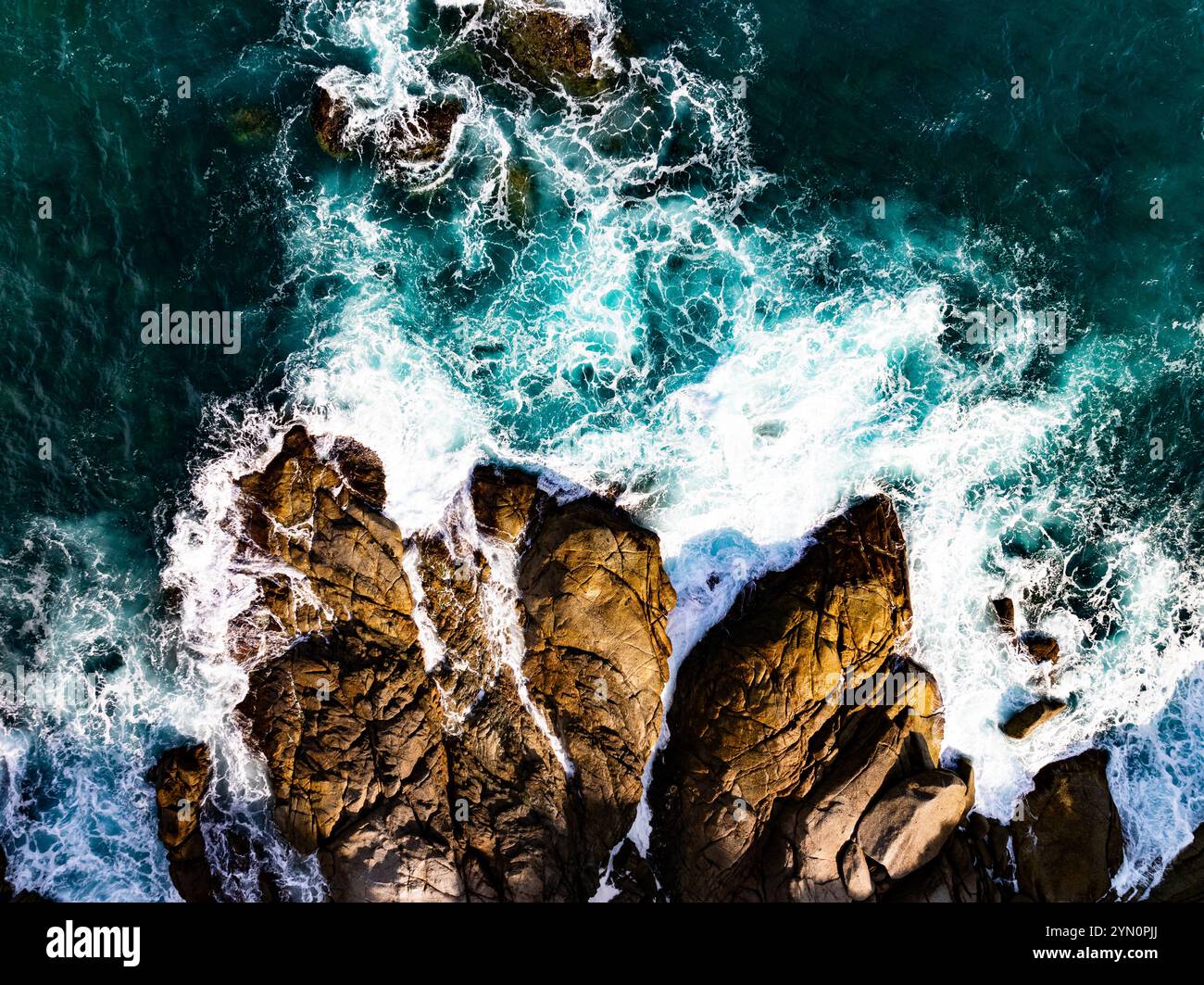 Aerial view of waves crashing on rocks,Seascape view ocean waves image ...