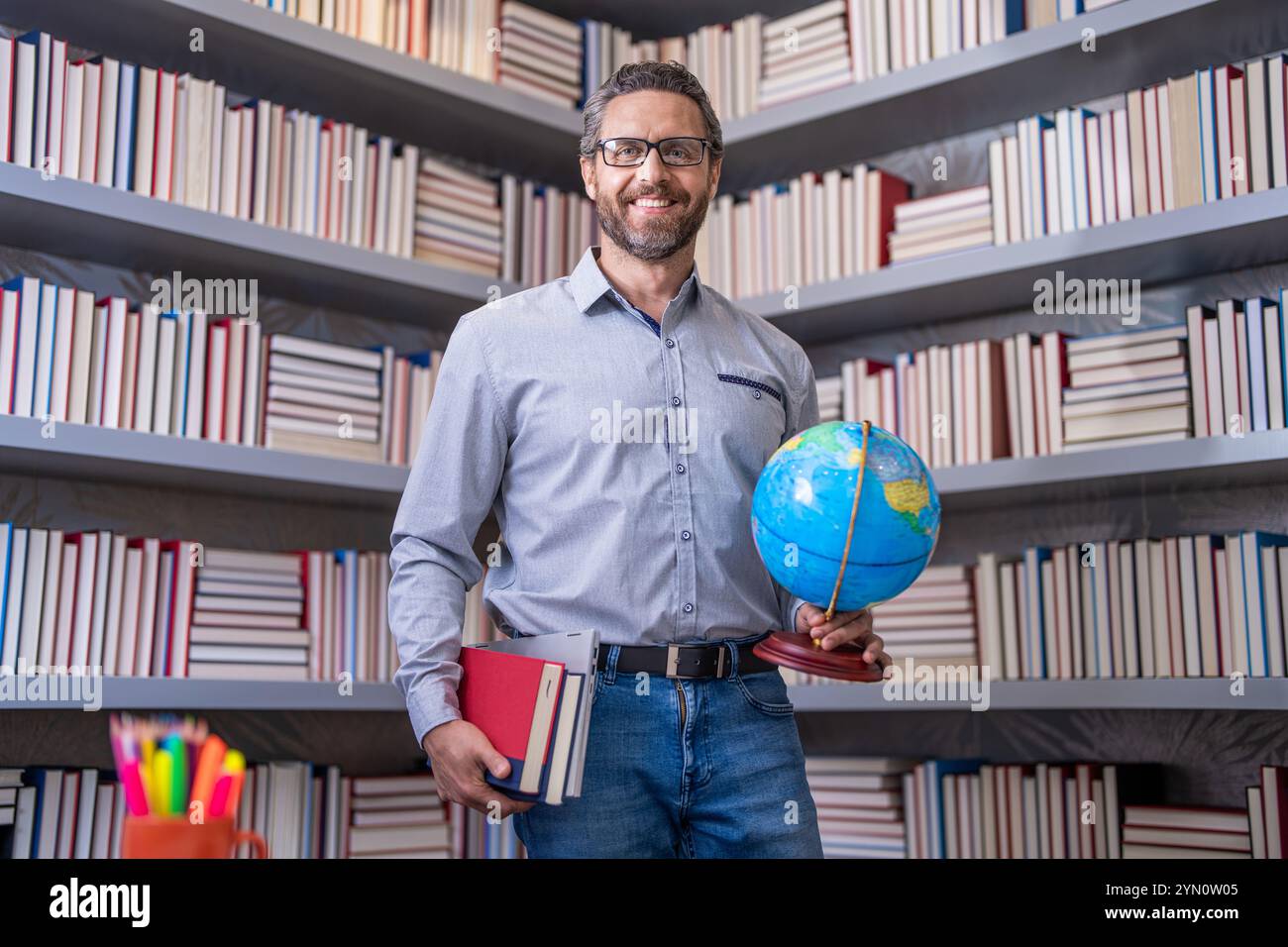 teachers day. man in classroom. school lesson. teacher at school ...