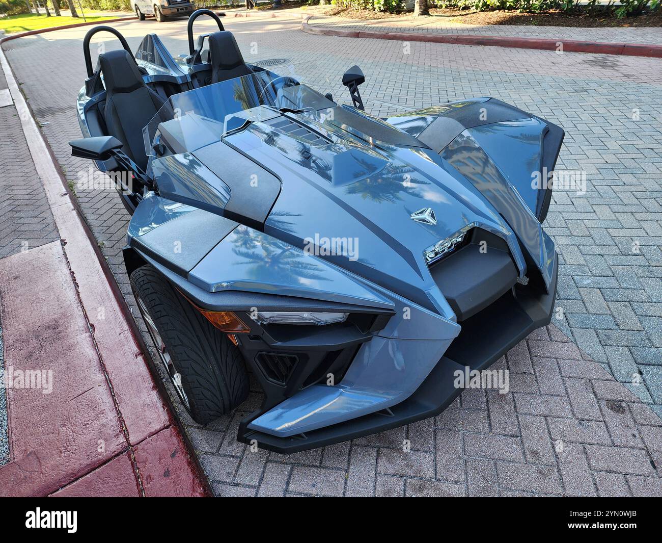 Miami Beach, Florida USA - June 6, 2024: 2023 Polaris Slingshot SL Grey ...