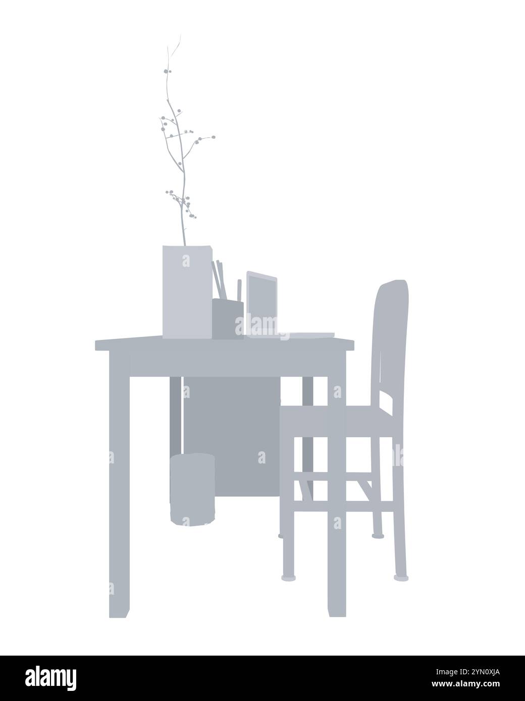 Empty Workplace silhouette, Desk Chair Computer Workspace Office No ...