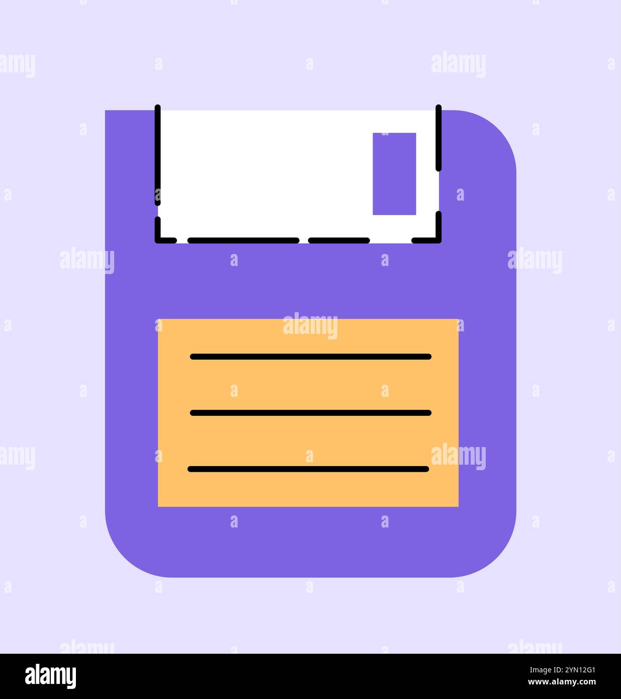 Classic 80s and 90s element. Blue floppy disk for storing information ...