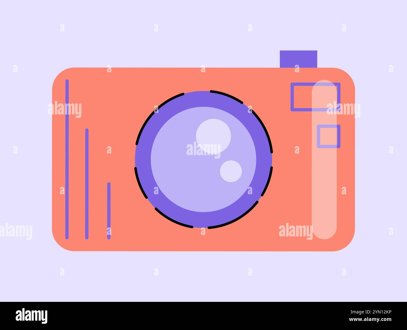 Classic 80s and 90s element. Orange camera. Equipment for taking photos ...