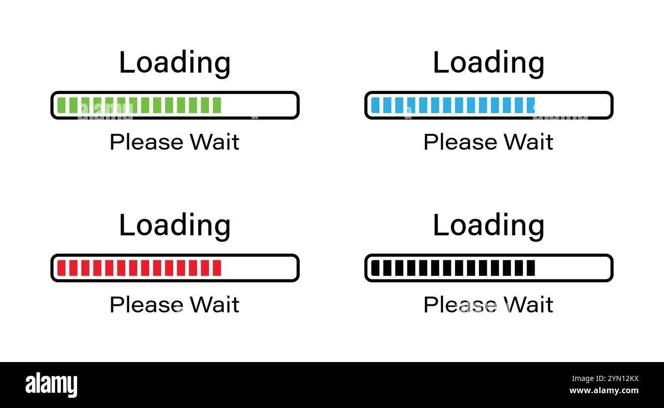 Rectangular Bar Loading Please Wait Symbol Icon Set In Four Different Colors Loading 70 Percent