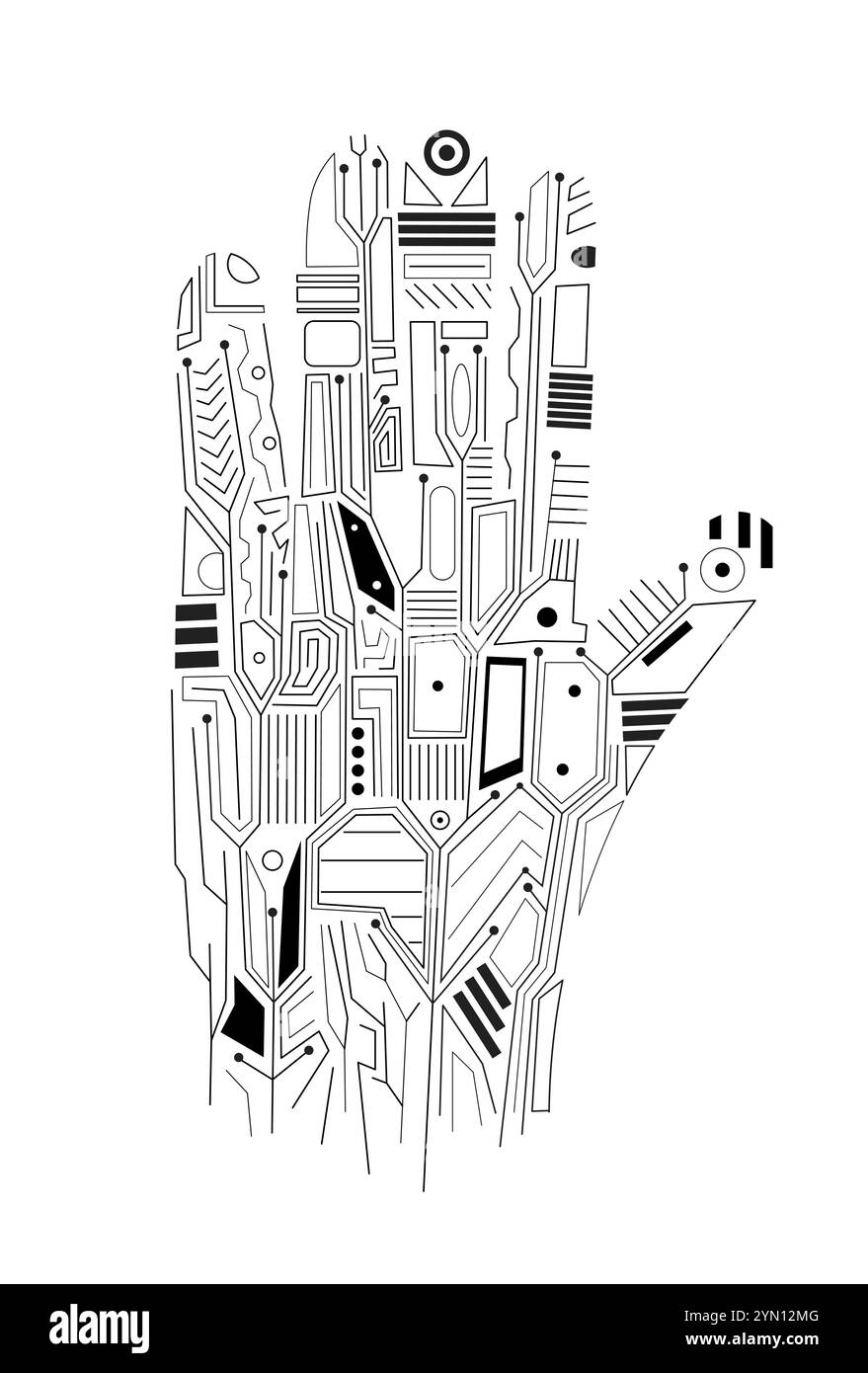 Hand computer board. Circuit board and scheme. Hardware element. Modern ...