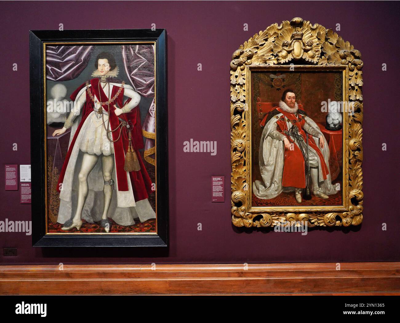 Side by side portraits of King James I and his young favorite the Duke ...