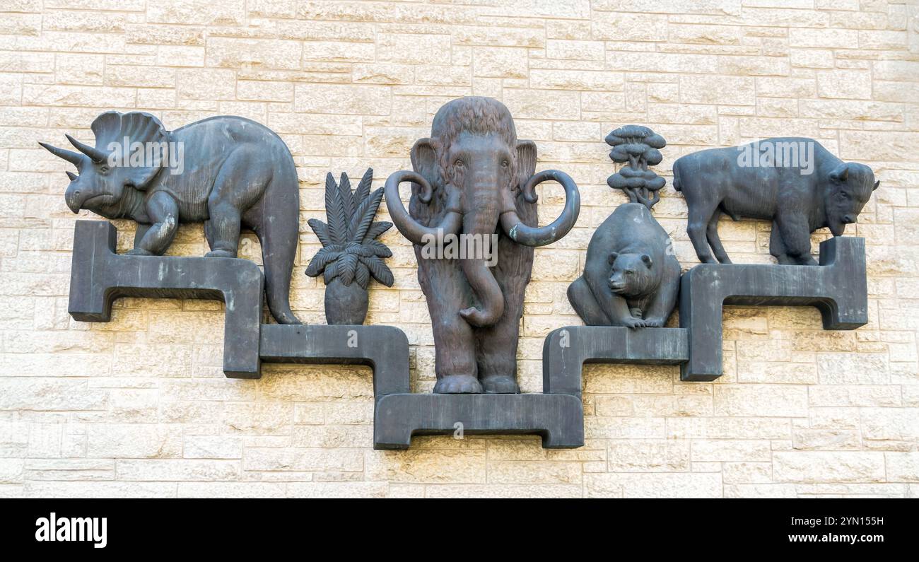 Edmonton,Canada, April 28, 2024: Artwork of Alberta animals on the wall ...