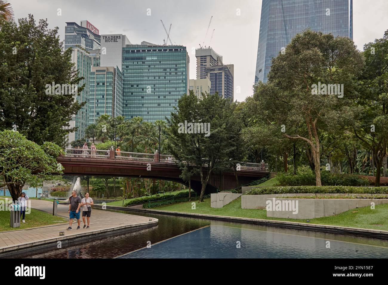 Kuala Lumpur, Malaysia's capital city seen from beautiful KLCC park ...