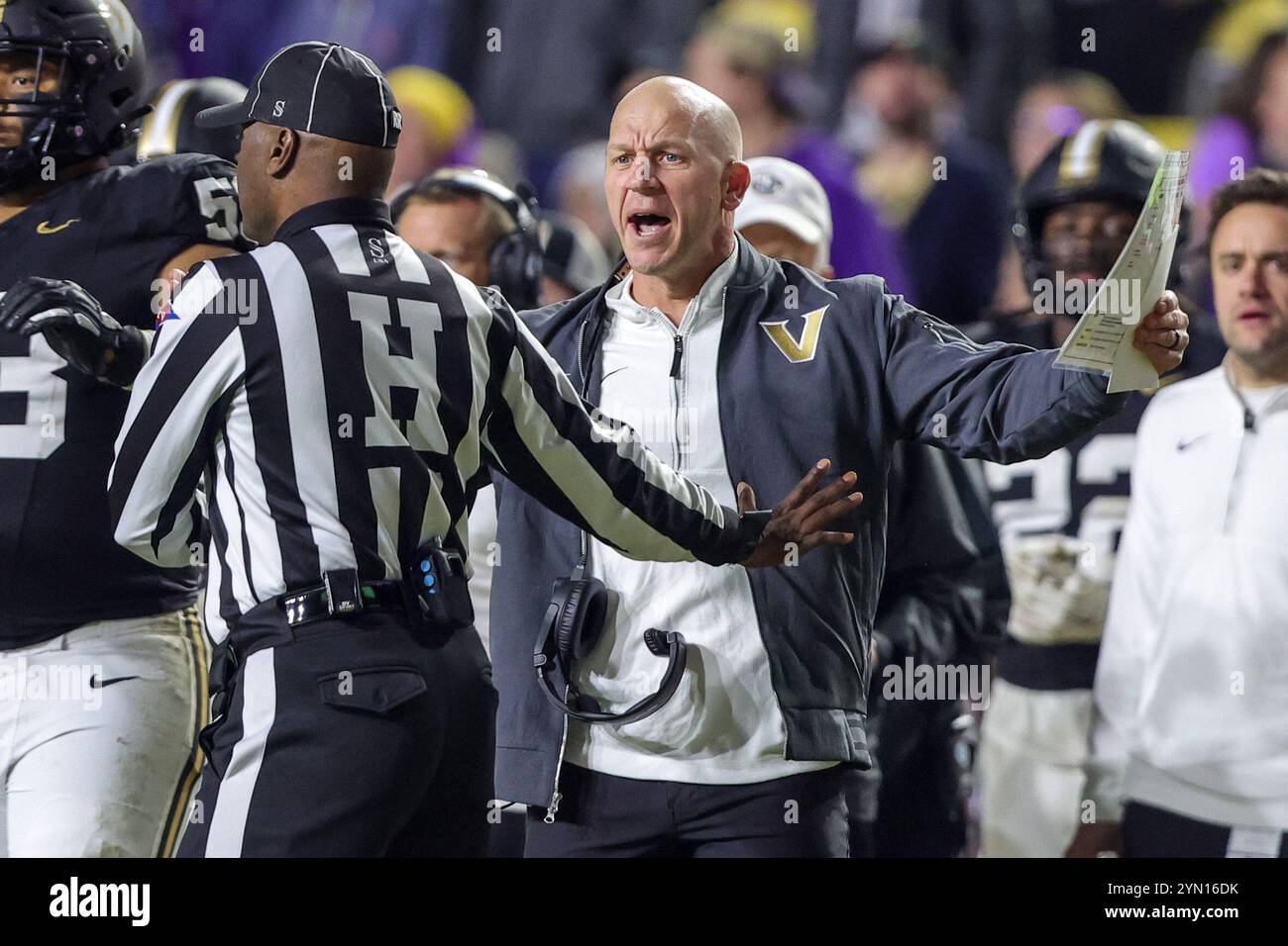 Baton Rouge, LA, USA. 23rd Nov, 2024. Vanderbilt Head Coach Clark Lea ...