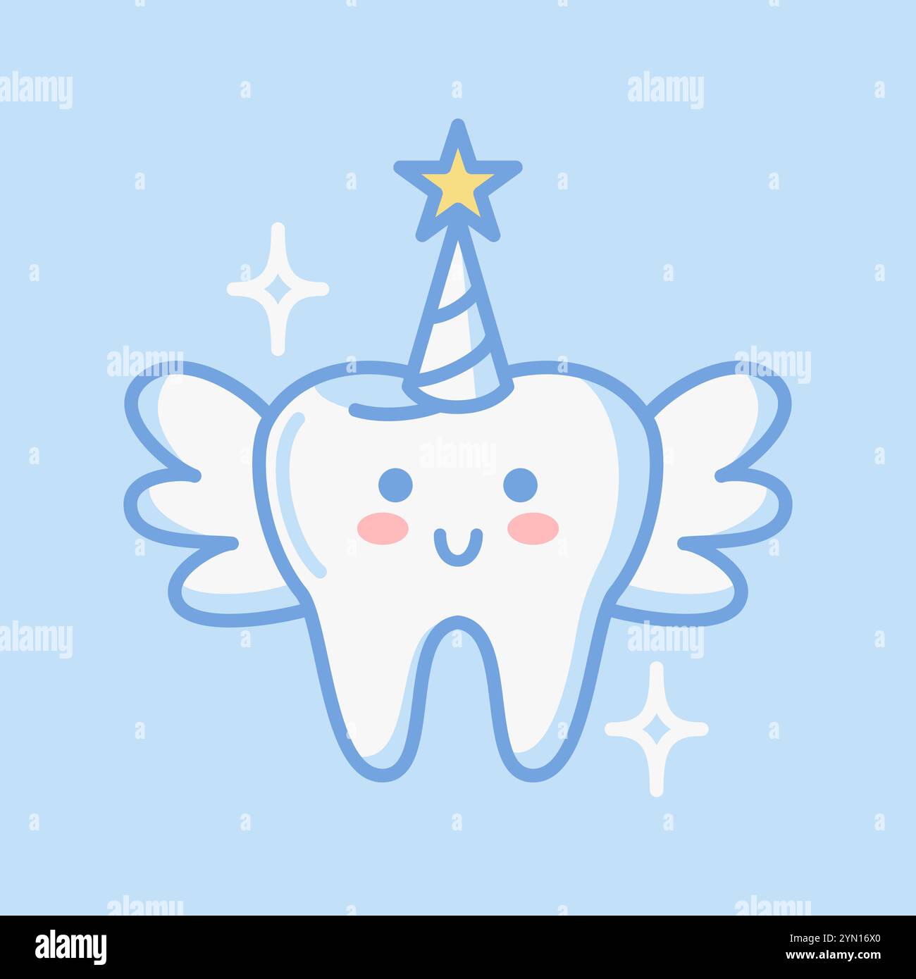Tooth fairy with wings. Cute cartoon character in kawaii style. Vector ...