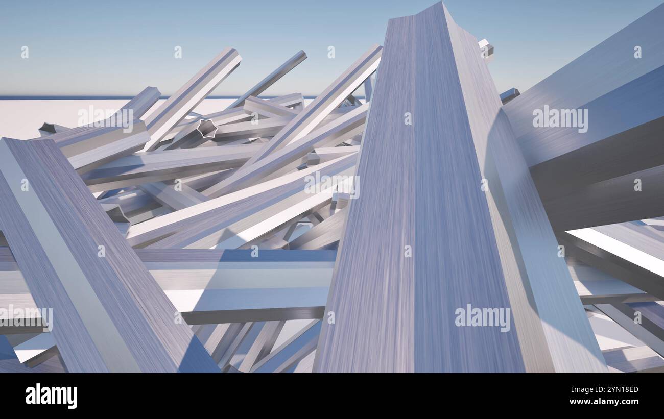 Steel stick metal tubes shape stars 3d render Stock Photo - Alamy