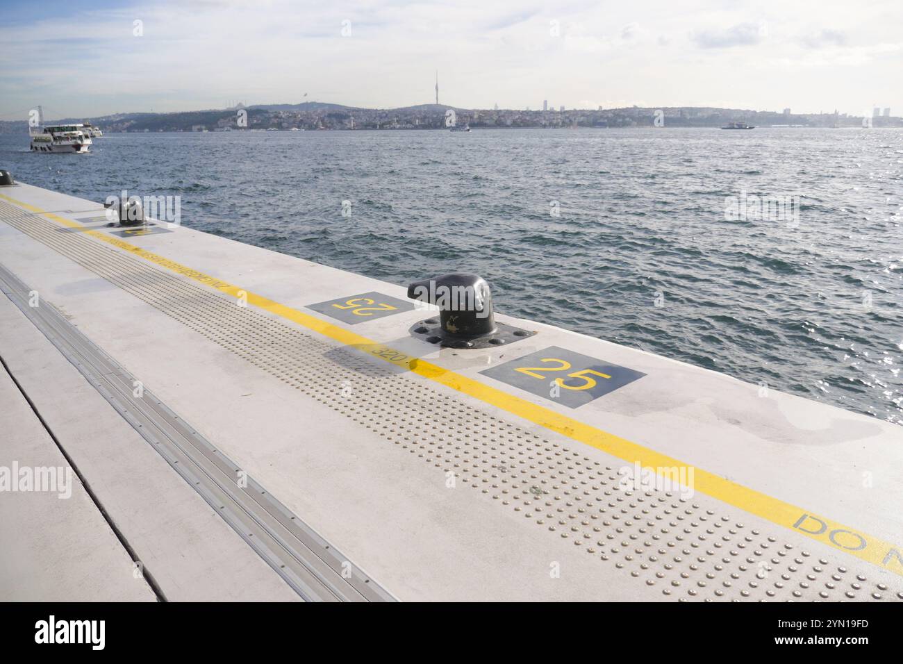 A stunning modern dockside view showcasing boats gently floating on ...