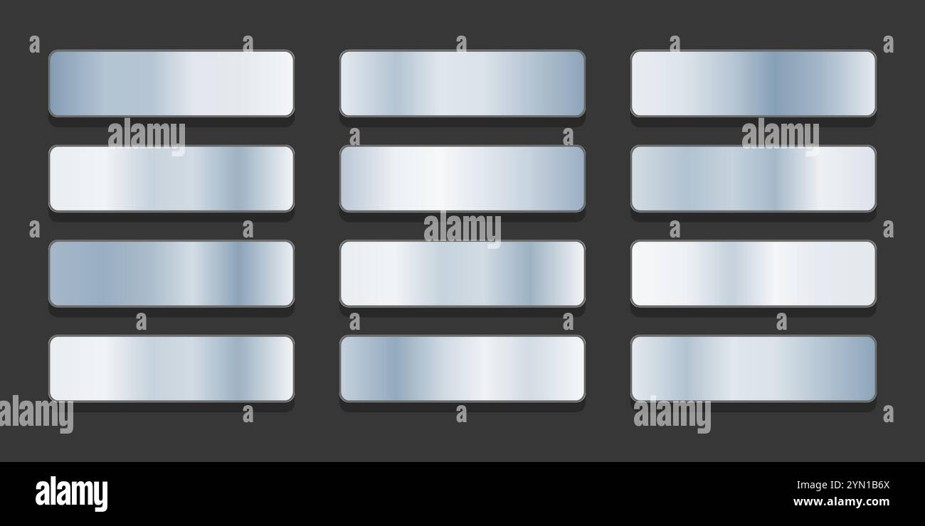 Set of silver gradient texture backgrounds, Metallic silver texture for ...
