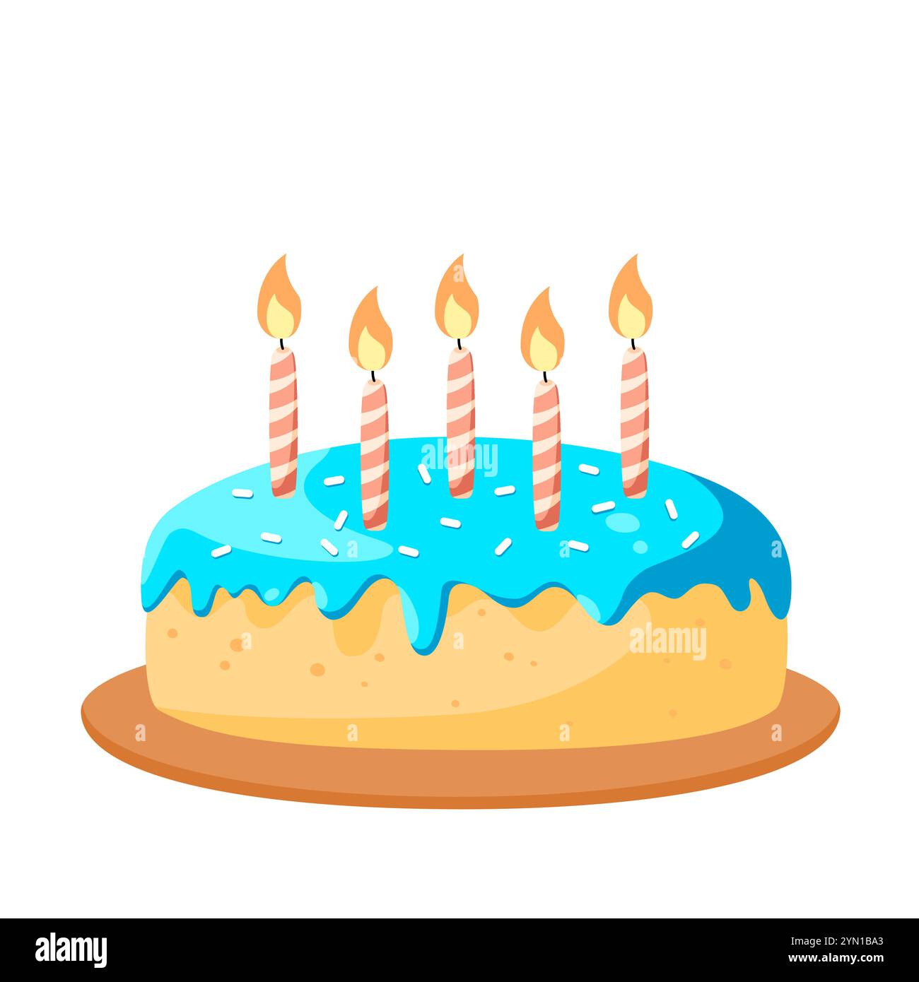 Birthday cake for boys with blue mastic and candles on a white ...