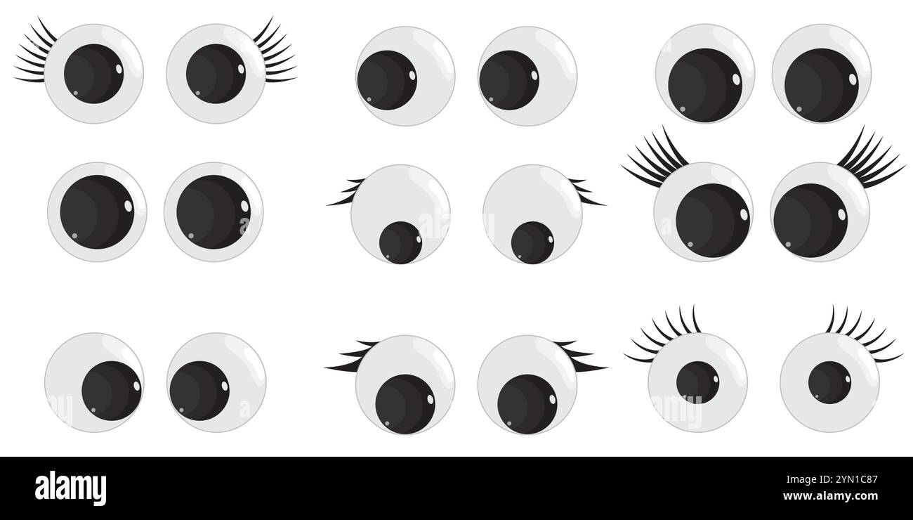 A set of plastic toy eyes. Glossy, bulging, puppet eyes. Cute, round ...