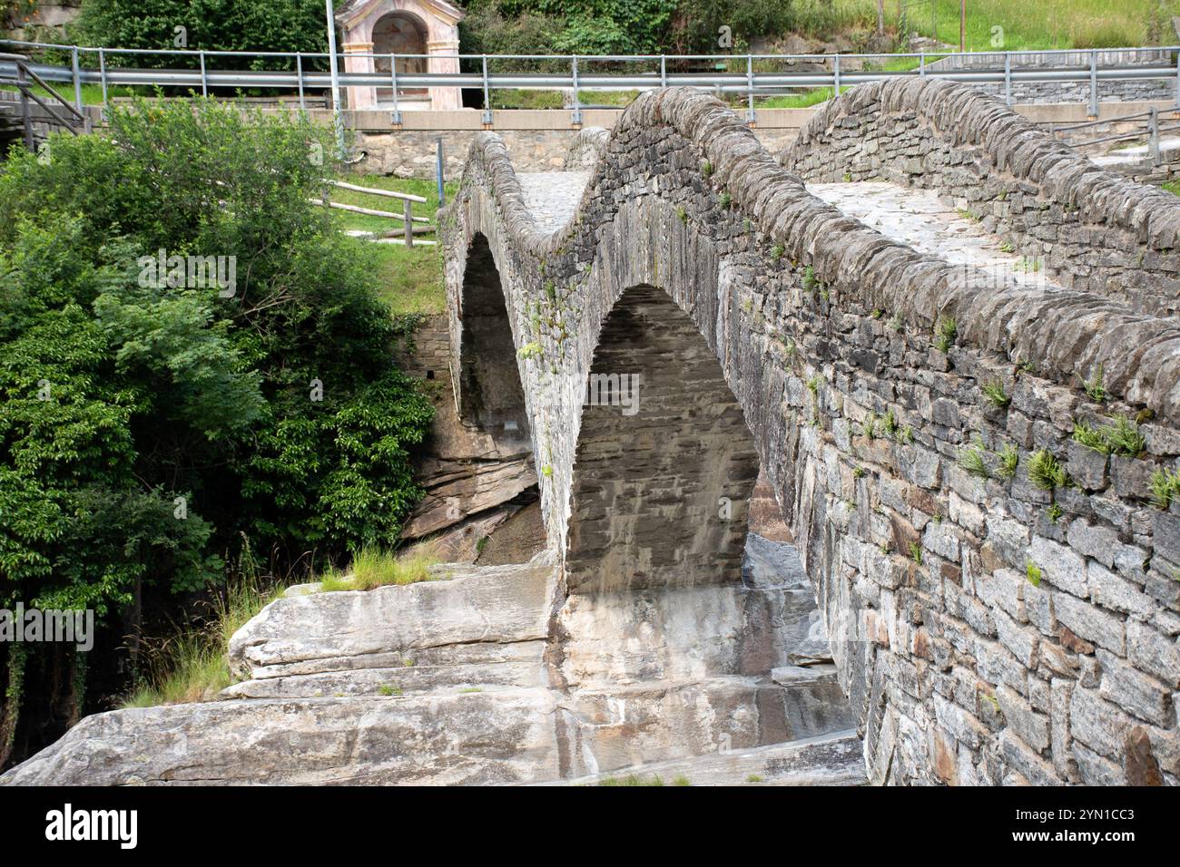 arched bridge over the river, historic bridge, green landscape from ...