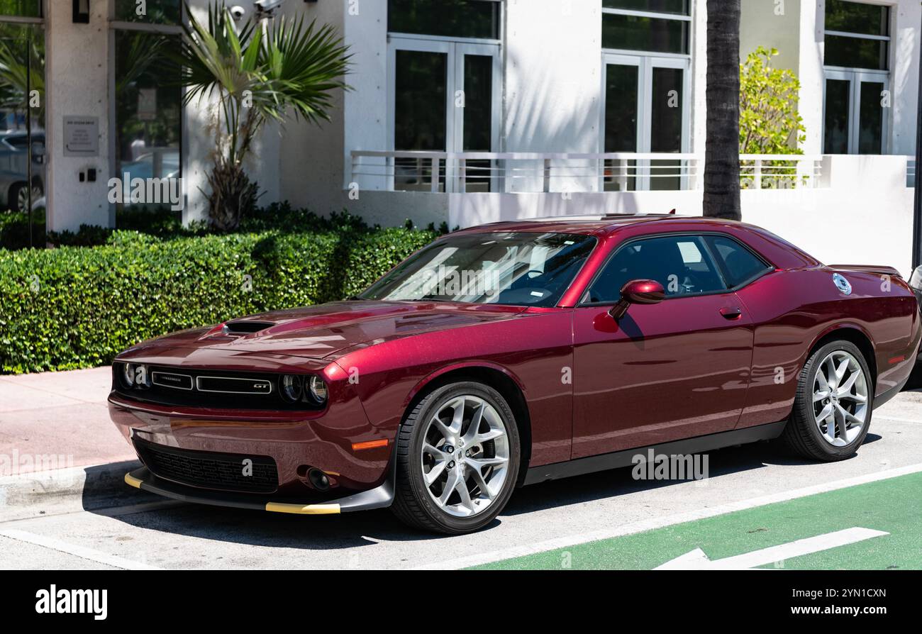 Miami Beach, Florida USA - June 9, 2024: Dodge Challenger GT at ocean ...