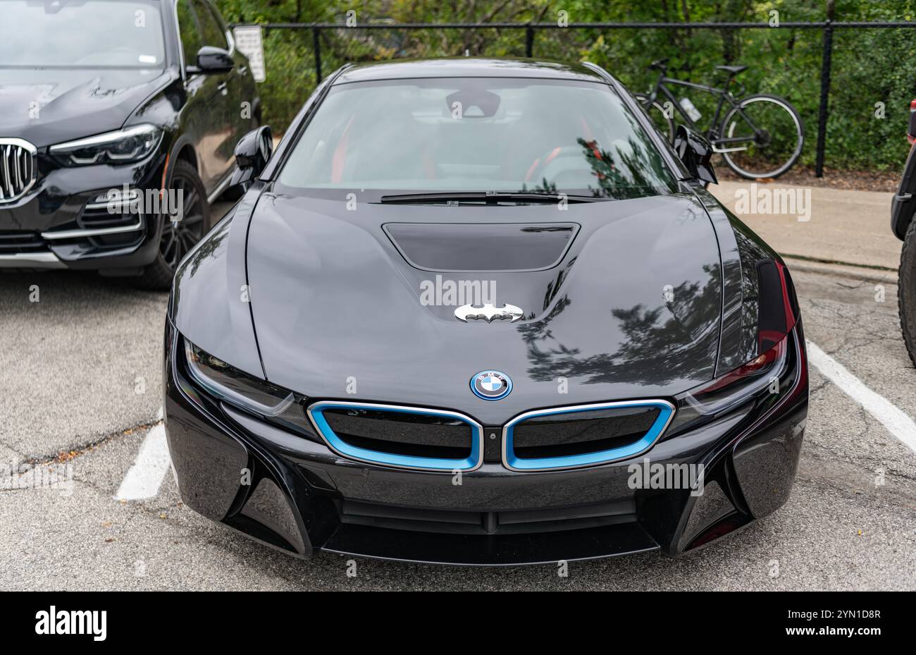 Chicago, Illinois - September 29, 2024: BMW i8 Giga world black color ...