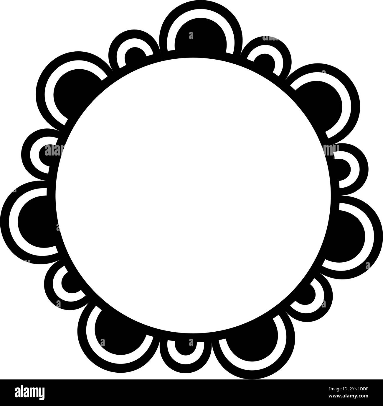 Scalloped edge circle frame. Simple round scalloped border. Fabric lace ...