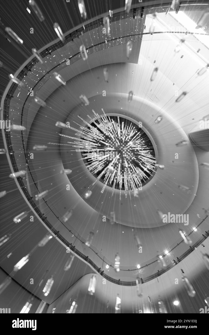 overhead interior design. lighting or illumination decoration. modern ...