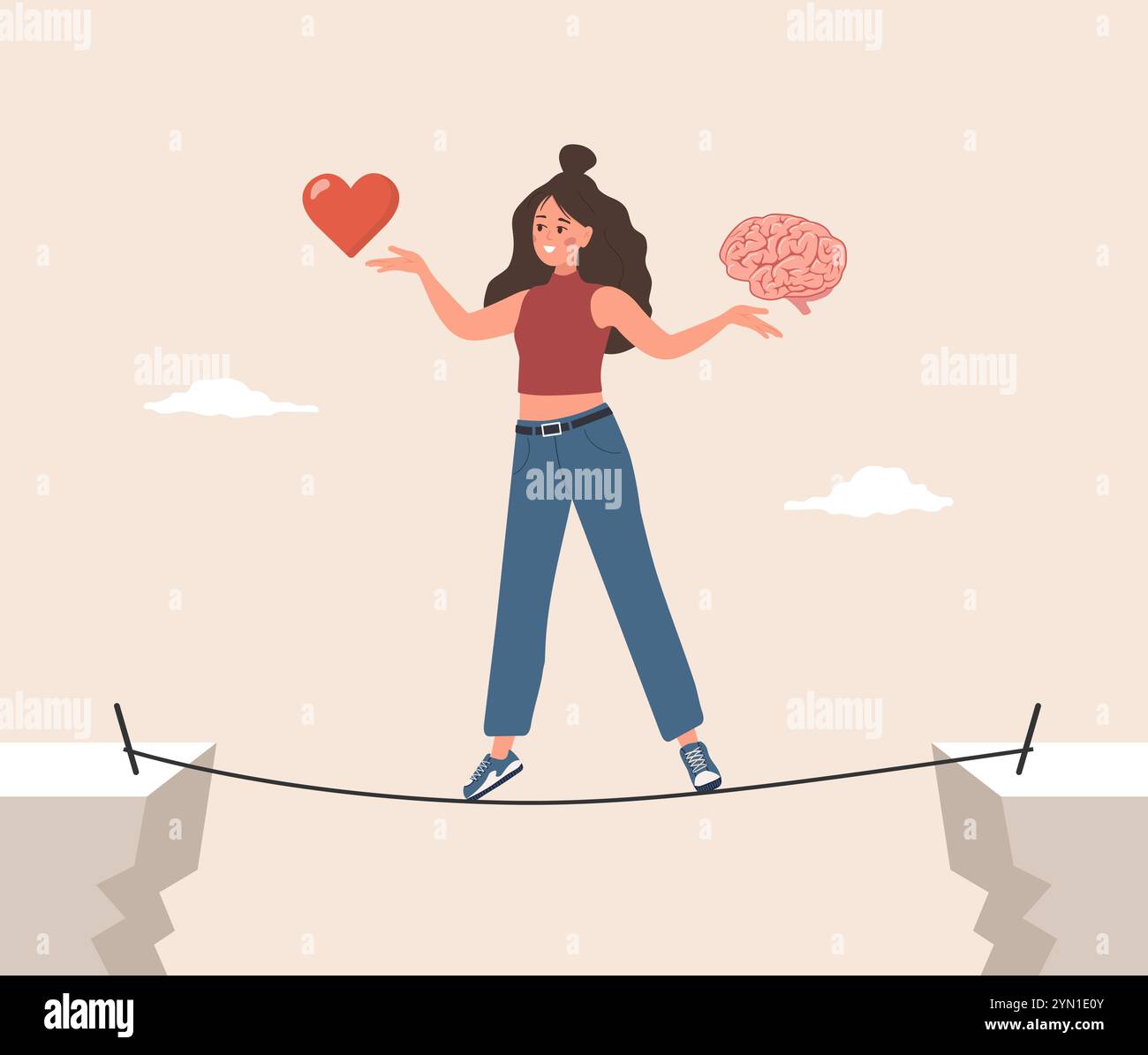 Brain and Heart Balance. Emotional Intelligence concept. Female ...