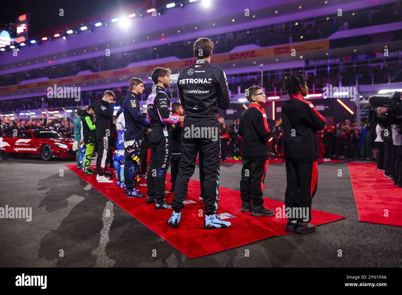 National anthem Ceremony, RUSSELL George (gbr), Mercedes AMG F1 Team W15, portrait during the ...