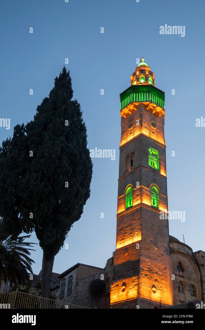 The minaret of Mosque of Omar ibn Khattab built by the Ayyubid Sultan ...