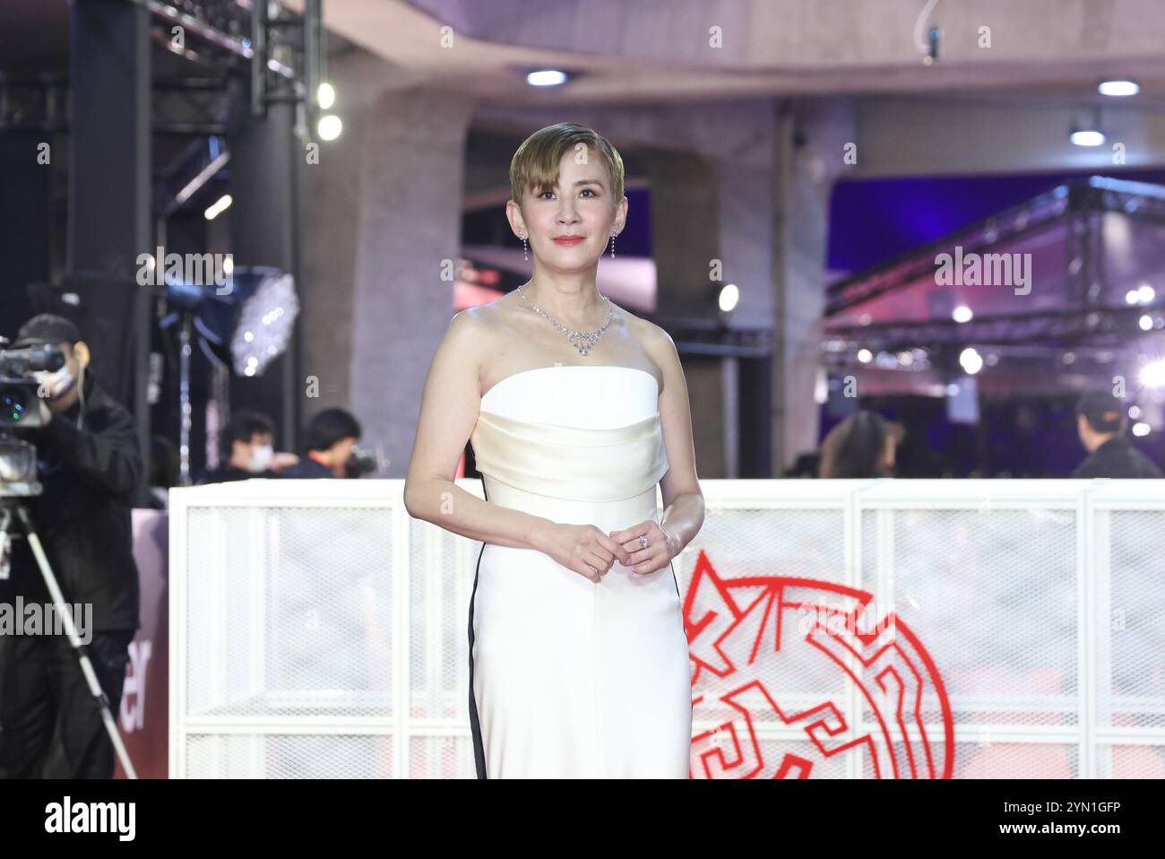 TAIPEI, CHINA - NOVEMBER 24, 2024 - Actress Sandra Ng poses at the 61st Taiwan Film Golden Horse ...