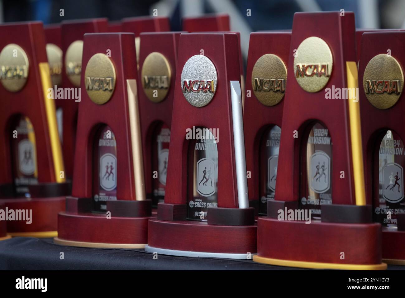 Madison, Wisconsin, USA. 23rd Nov 2024. NCAA trophies at the NCAA cross ...