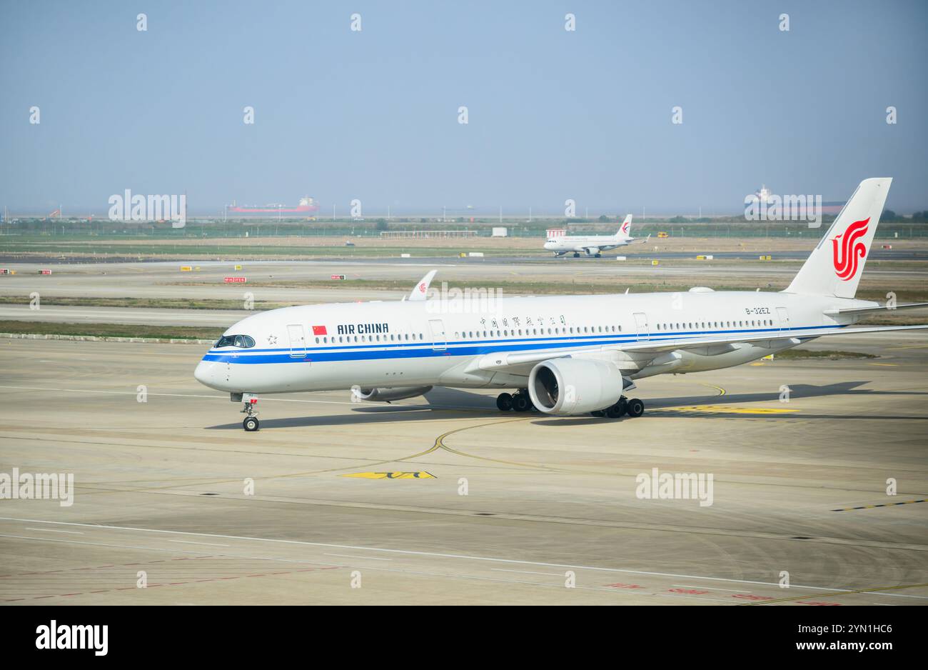 Shanghai, China - November 04 2024: Air China Airbus on the runway at Shanghai Pudong ...
