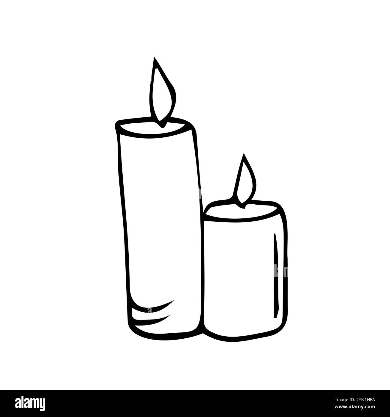 Hand drawn candle set. Doodle vector illustration. Winter elements for ...