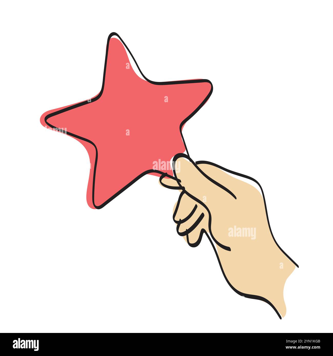 closeup hand holding red star illustration vector hand drawn isolated ...
