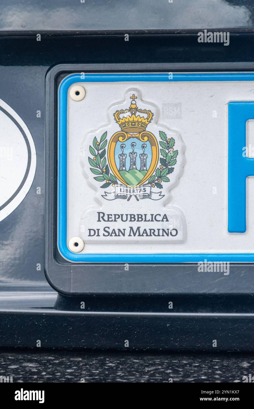 Close-up for Coat of arms of San Marino and Sign Repubblica di San ...