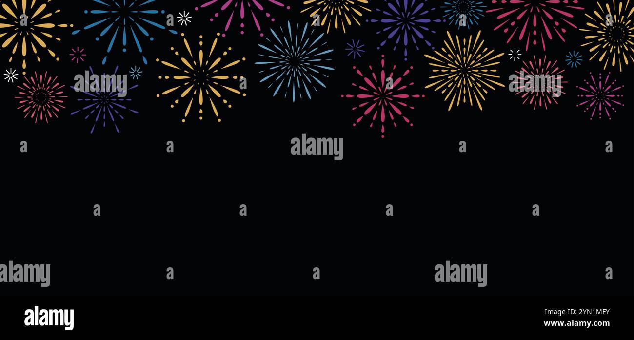 Colorful exploding fireworks on dark background. Festive salute Stock ...