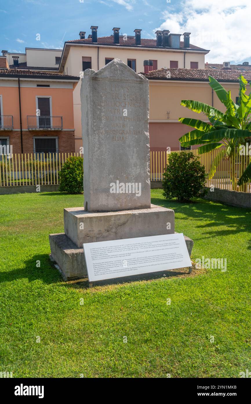 Modena, Italy - September 6, 2024: The funerary stele dedicated to ...