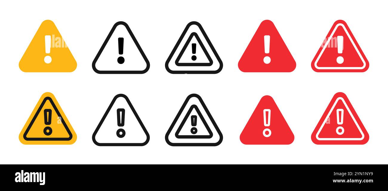Set of danger and warning signs. Exclamation mark attention in form ...