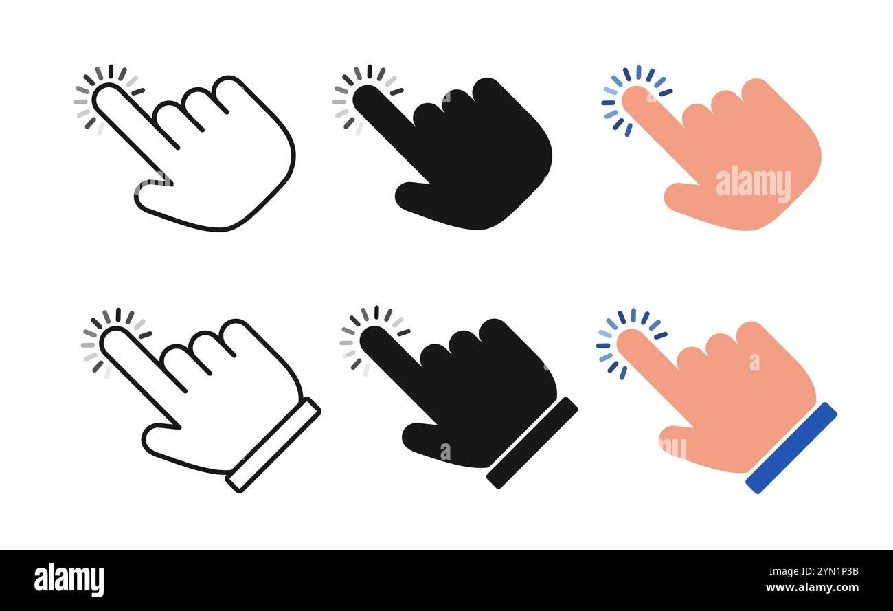 Set of mouse cursors for clicking. Hand shape click icons Stock Vector Image & Art - Alamy