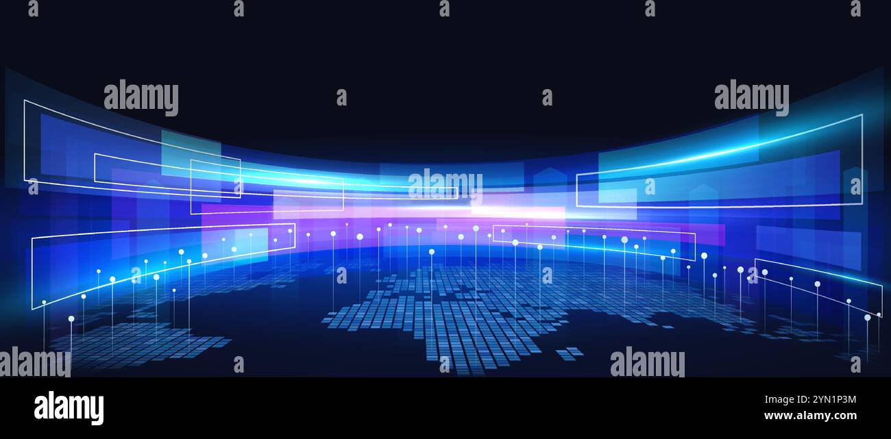 Abstract digital futuristic background of network connections, big data transfer. Innovative ...