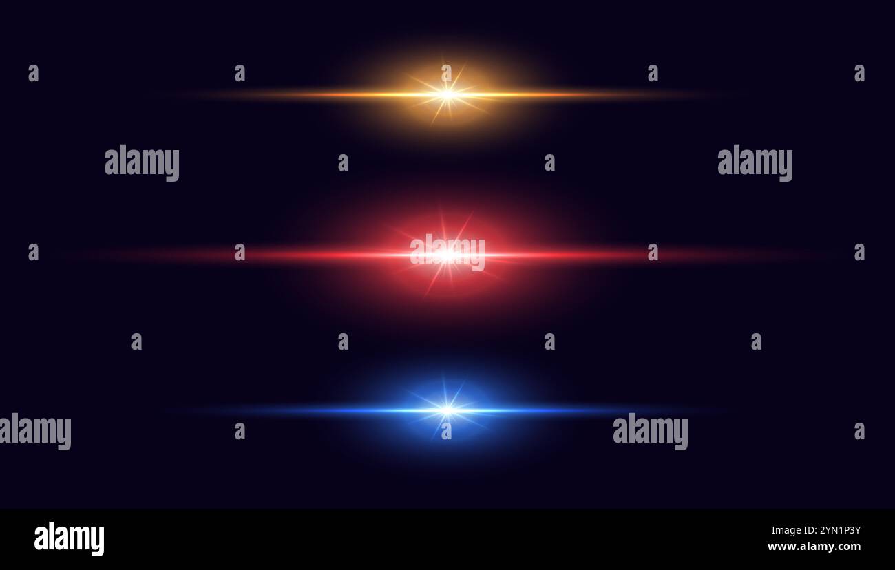 Light laser lines with bright beams. Abstract neon light with flash ...