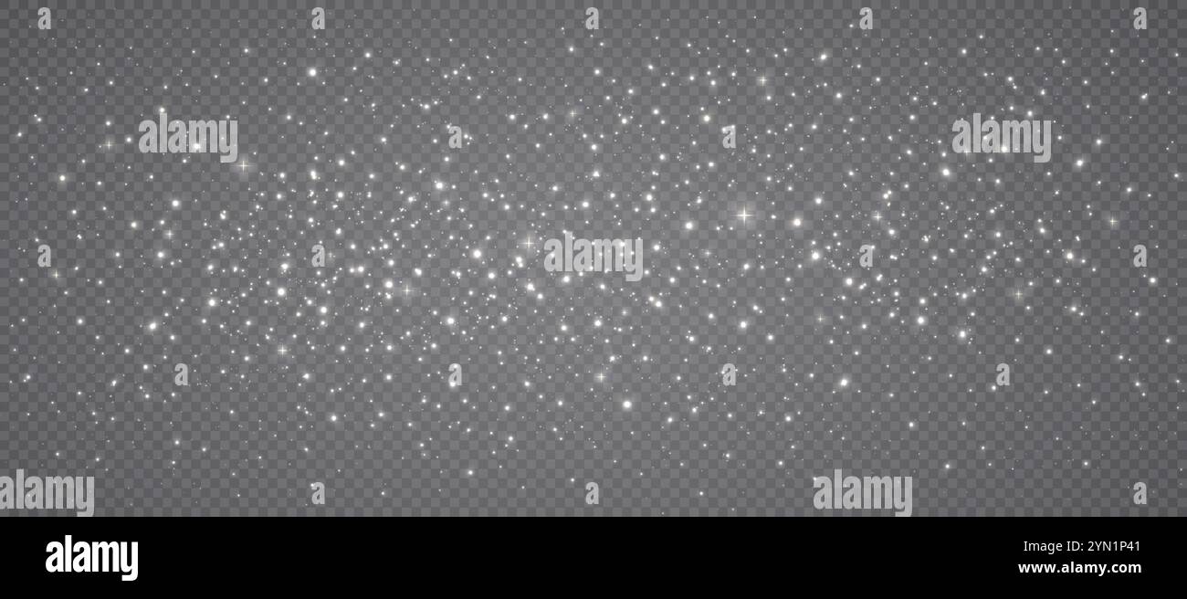 Glowing shimmering white dust on transparent background. Festive ...