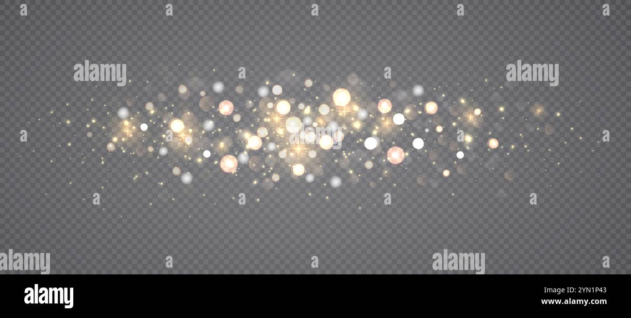 Golden glowing dust on transparent background. Sparkling Christmas ...