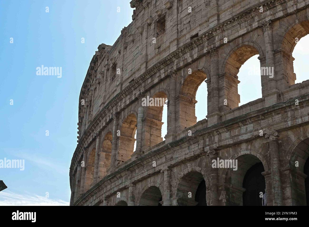 Rome Italy, 18 August 2024, Partial upward view of the colosseum in ...